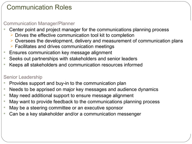 Effective Communications Tool Kit: Communication Roles | PPT