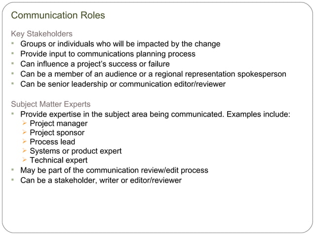 Effective Communications Tool Kit: Communication Roles | PPT
