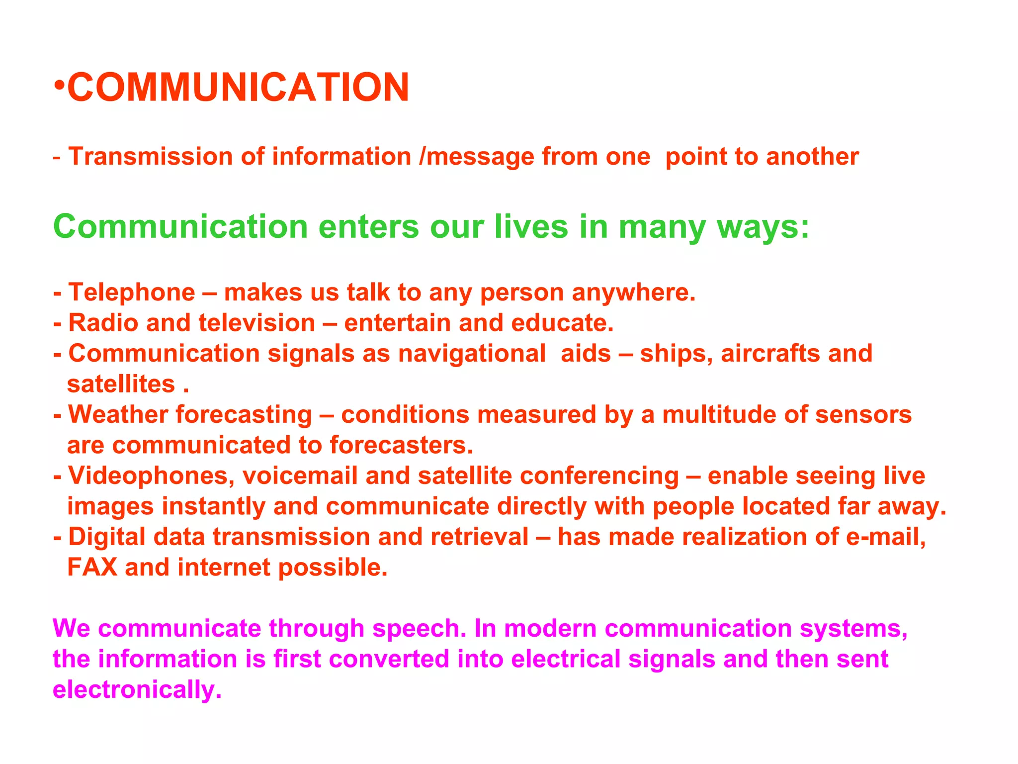 Communications | PPT