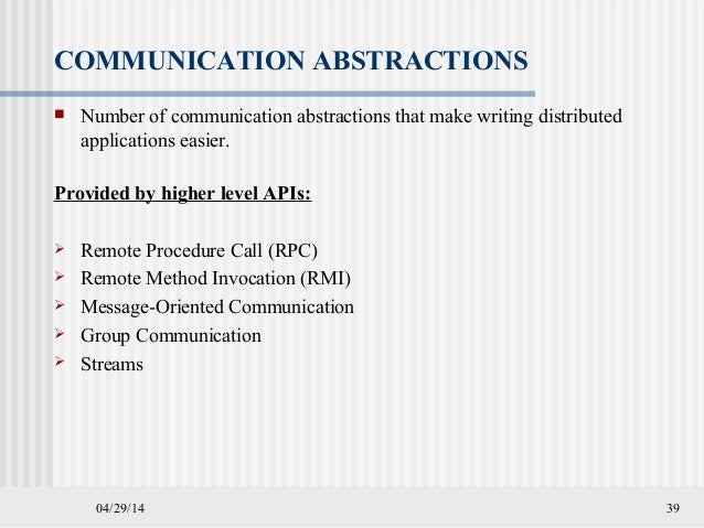 Communications is distributed systems