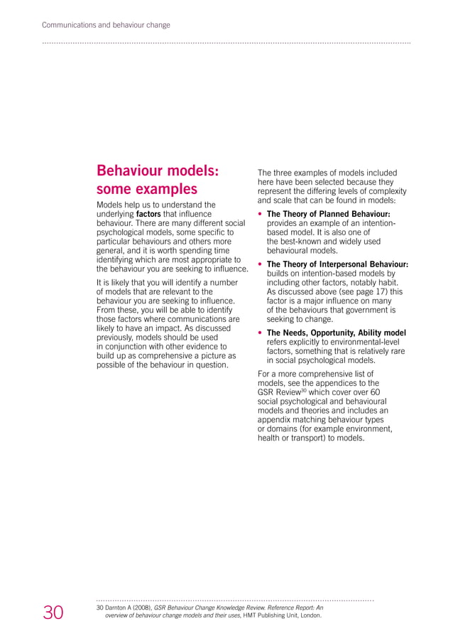 Communications And Behaviour Change | PDF
