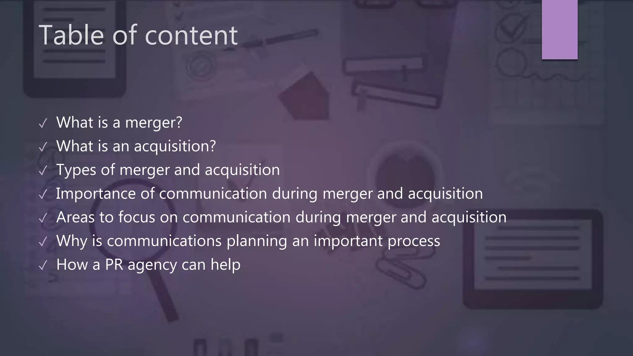 Communications for merger and acquisition | PPTX