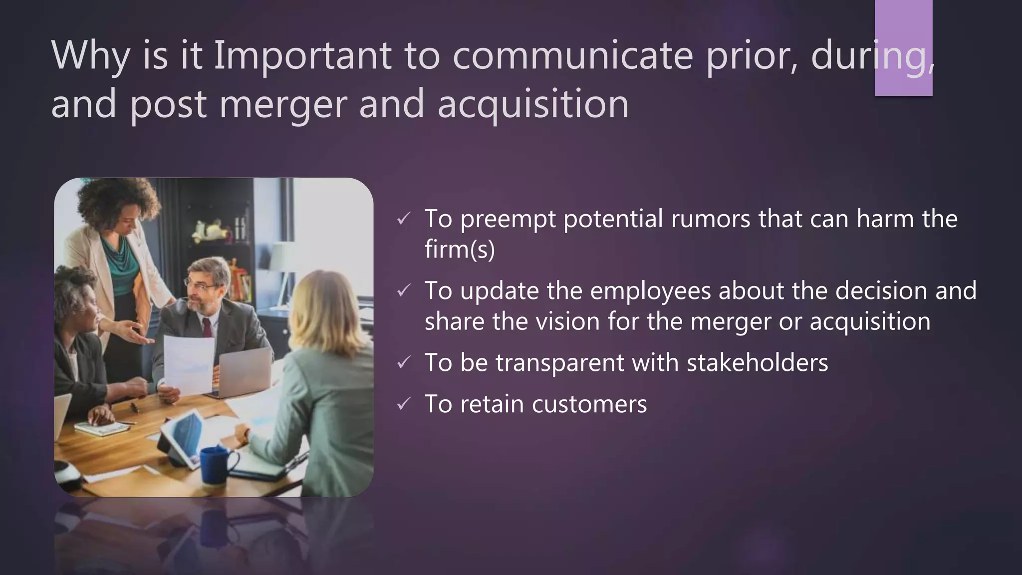 Communications for merger and acquisition | PPTX