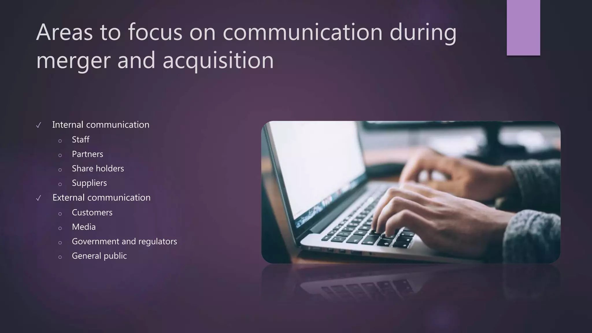 Communications for merger and acquisition | PPTX