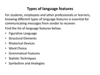 Unlock What is a Language Feature to Enhance Your Communication Skill | PPT