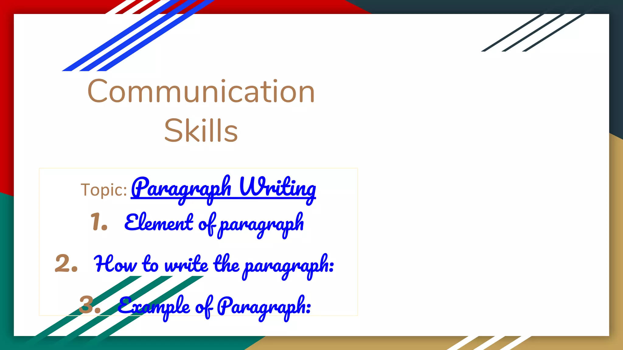 Paragraph Writing and its structure. | PDF