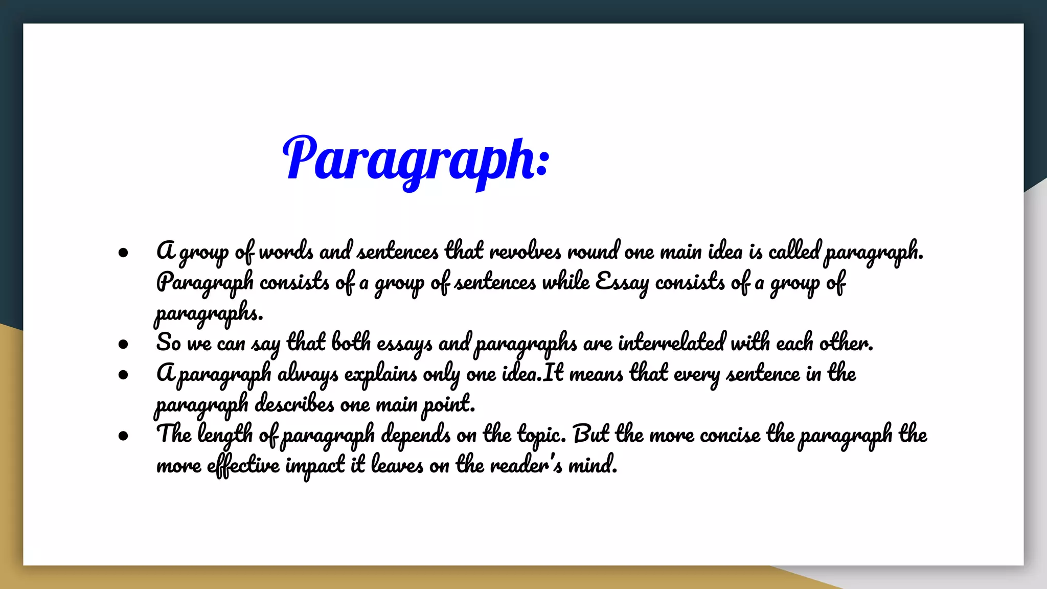 Paragraph Writing and its structure. | PDF