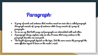 Paragraph Writing and its structure. | PPT | Free Download