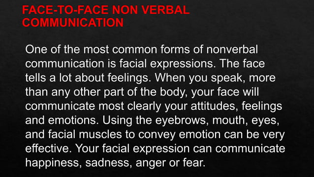 Face to face non verbal communication skills | PPTX