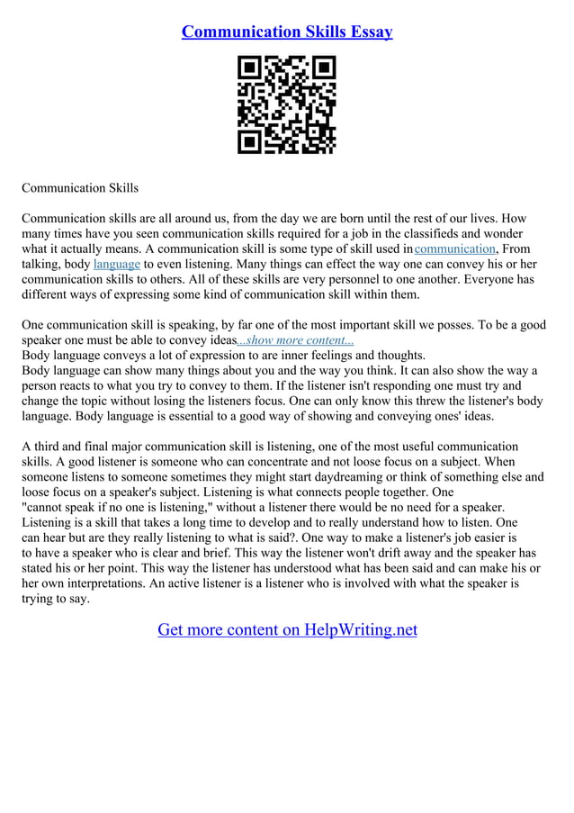 Communication Skills Essay | PDF