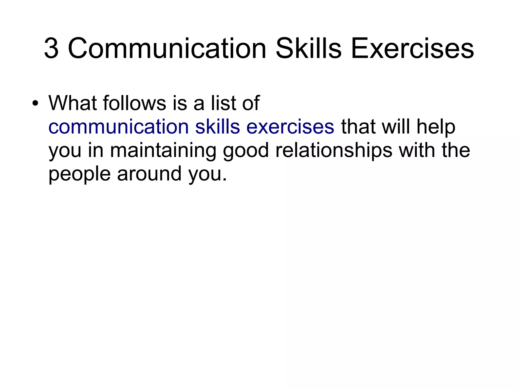 Communication Skills Exercises | ODP