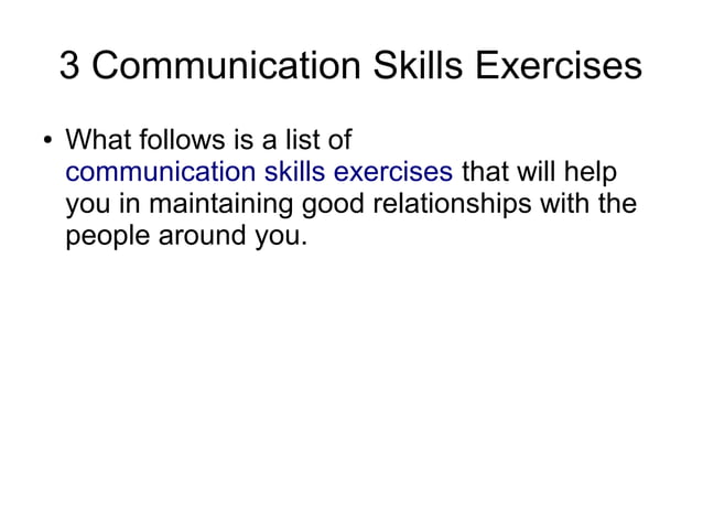 Communication Skills Exercises | ODP