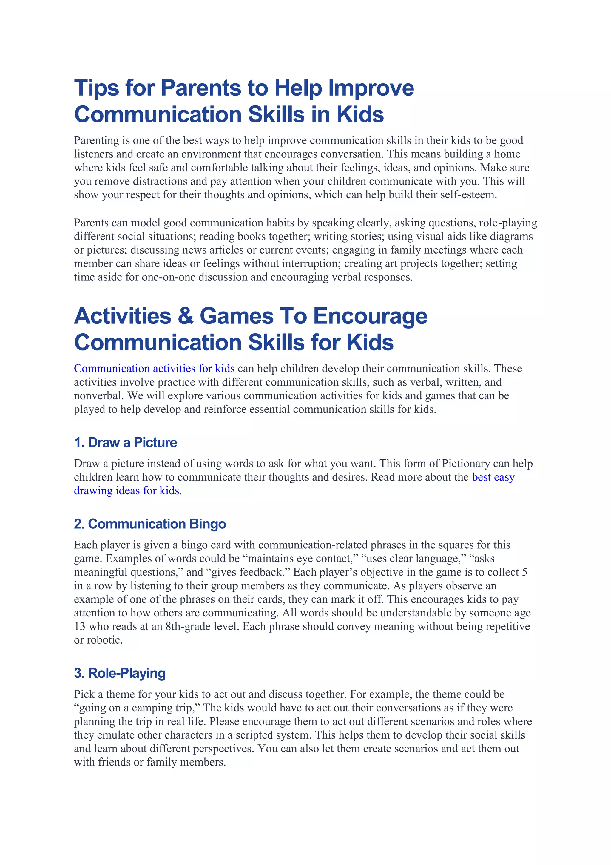 Communication Skills for Kids | PDF