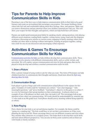 Communication Skills for Kids | DOCX