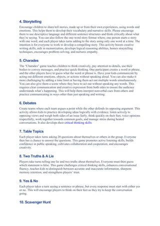 Communication Skills for Kids | DOCX