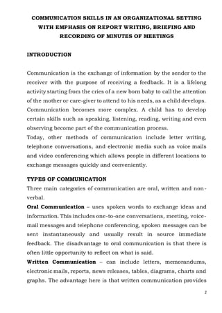 Communication skills in an organizational setting with emphasis on ...