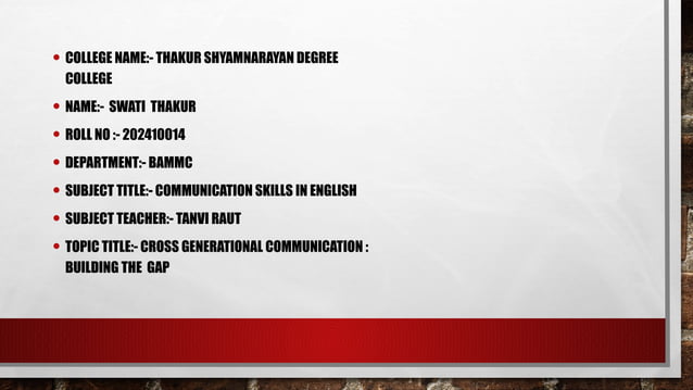 Cross generational communication building the gap | PPTX | Family and ...