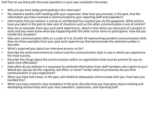 Top 10 communication skills interview questions | PPTX | Resume Writing ...