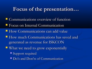 ISKCON Communications (India) | PPT