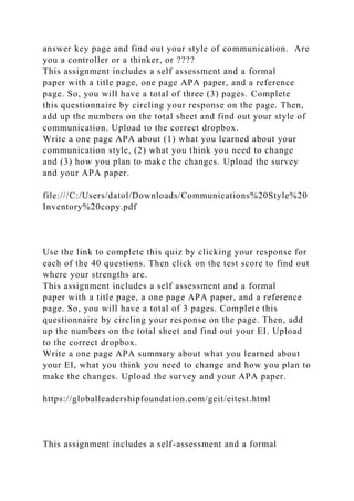 COMMUNICATIONS STYLE INVENTORYThis is an informal survey, .docx