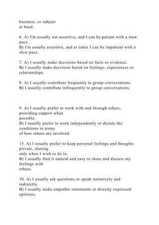 COMMUNICATIONS STYLE INVENTORYThis is an informal survey, .docx ...