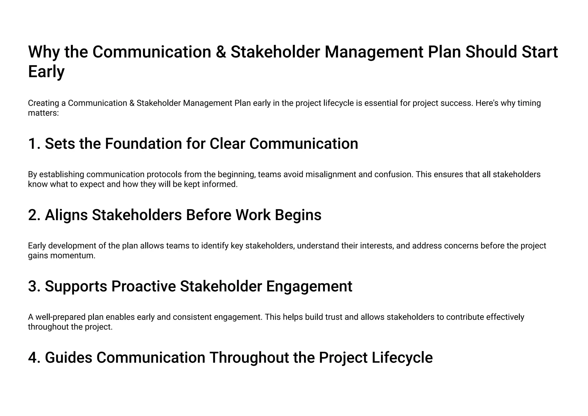 When should you create a Communication & Stakeholder Management Plan? | PDF