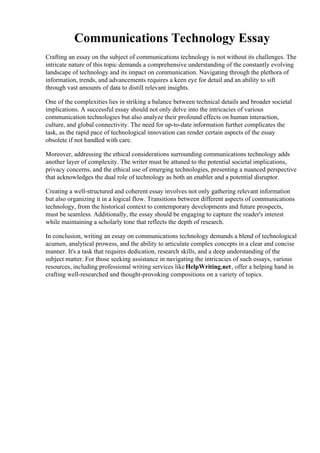 Communications Technology Essay | PDF