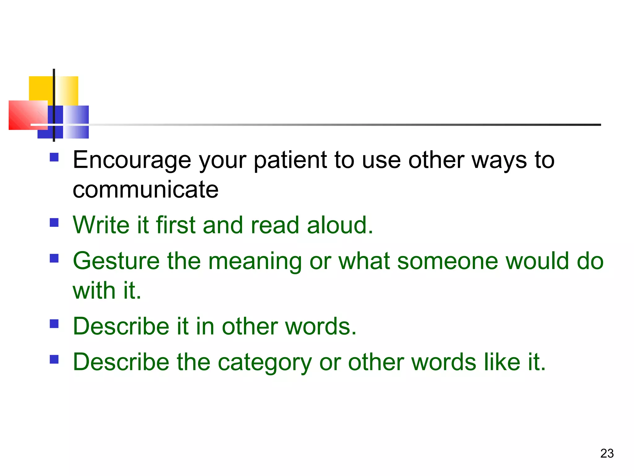 Communicating to a patient with stroke | PPT