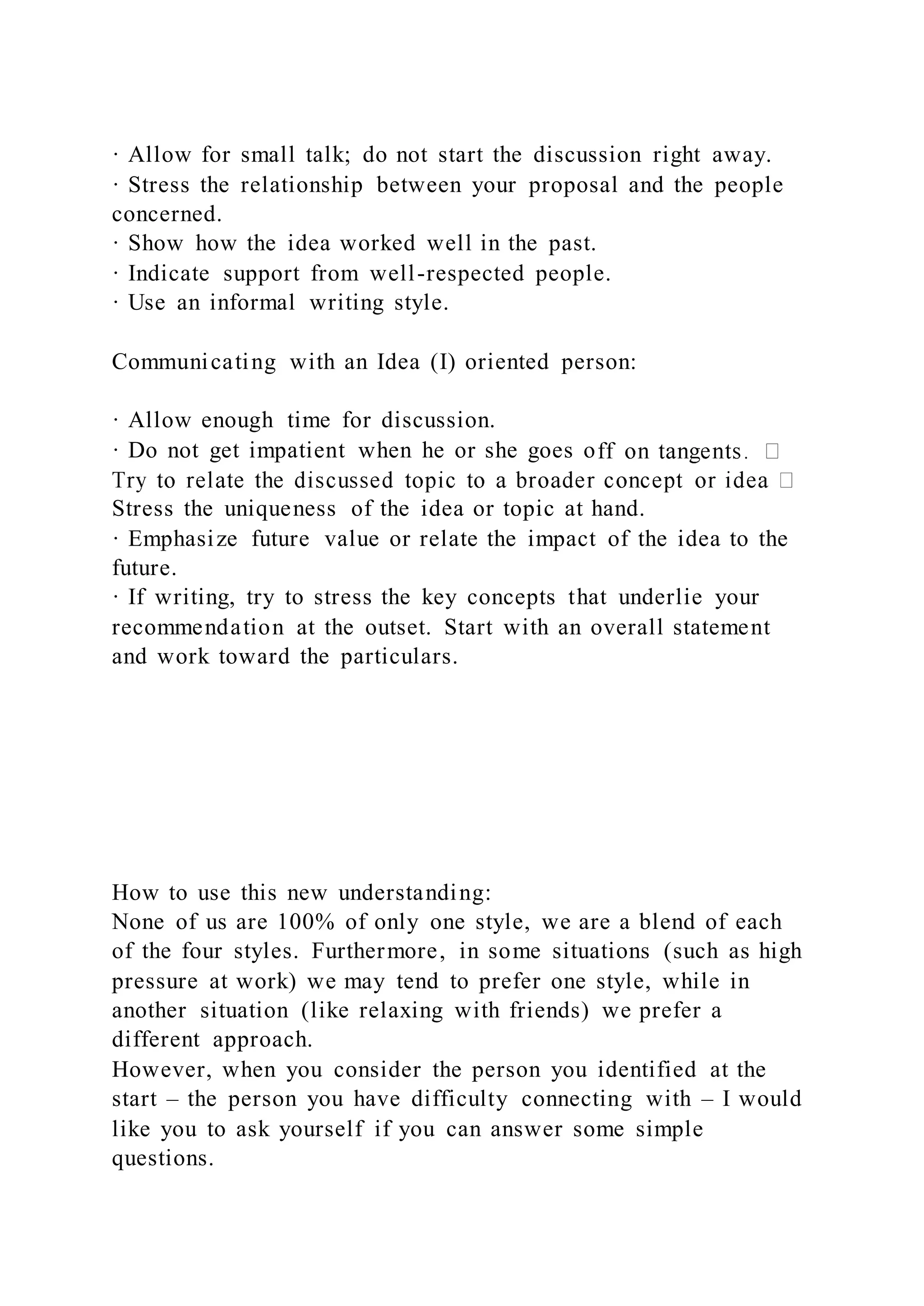 Communication Styles A Self-Assessment Exercise (Based on the | DOCX