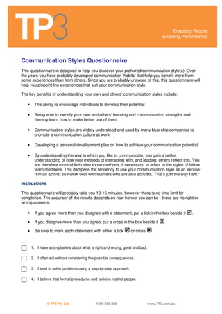Communication styles questionnaire-1 | PDF