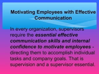 Communication & supervisory process | PPT | Human Resources | Business