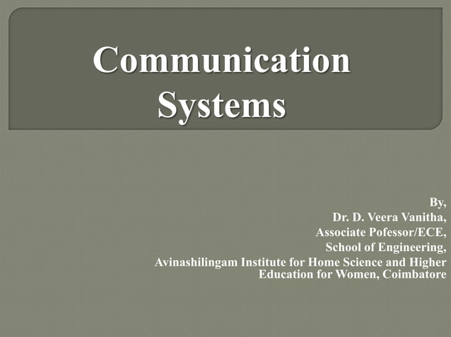 communication systems for second year ECE | PPT