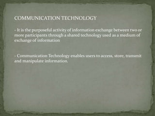 Communication technology and its impact on office procedure and ...