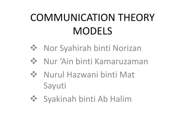 Communication theory models | PPTX