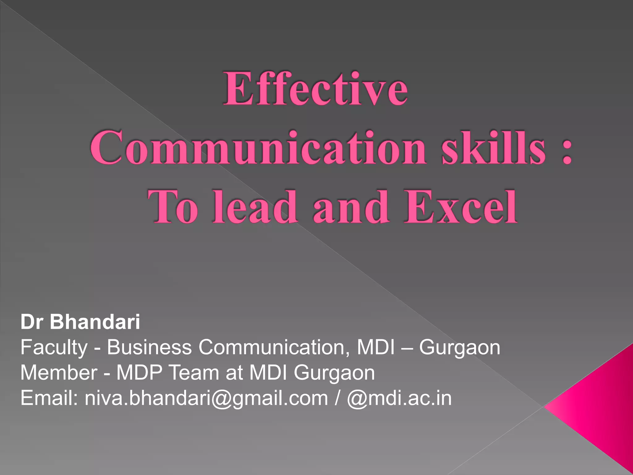 Communication to lead and excel_Dr Bhandari_MDI.ppt