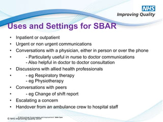 Communication using the sbar tool | PPTX