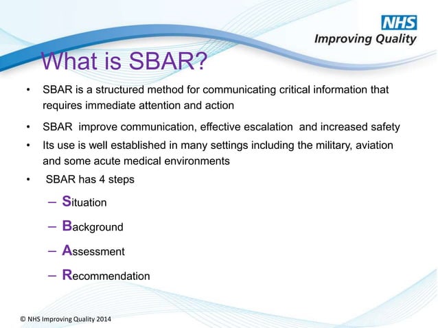 Communication using the sbar tool