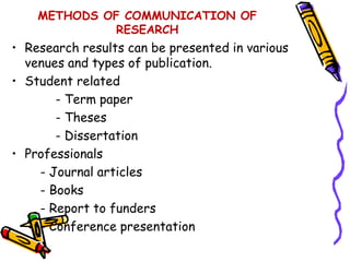 Communication of research report | PPTX