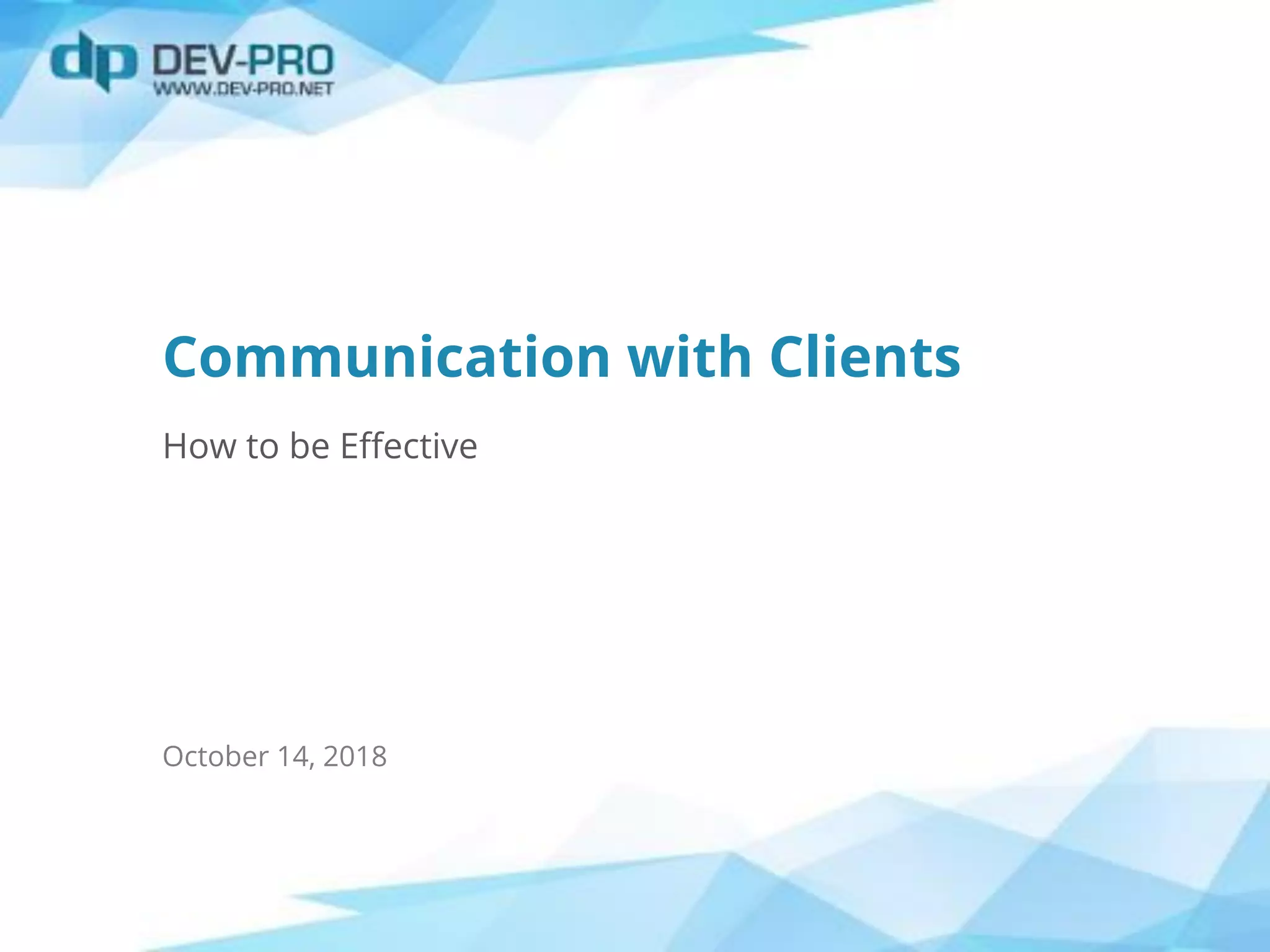 Communication with clients | PDF
