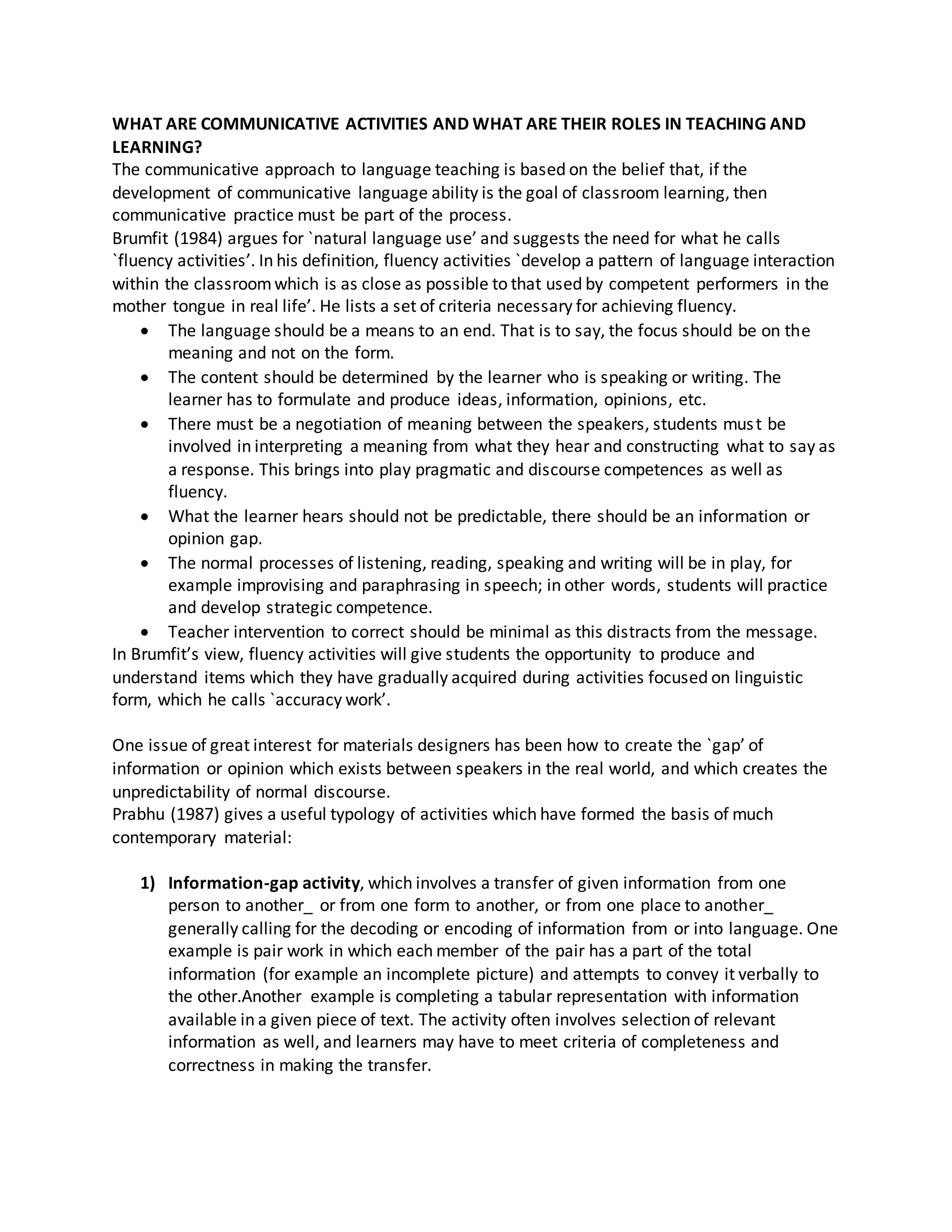 Communicative activities | DOCX