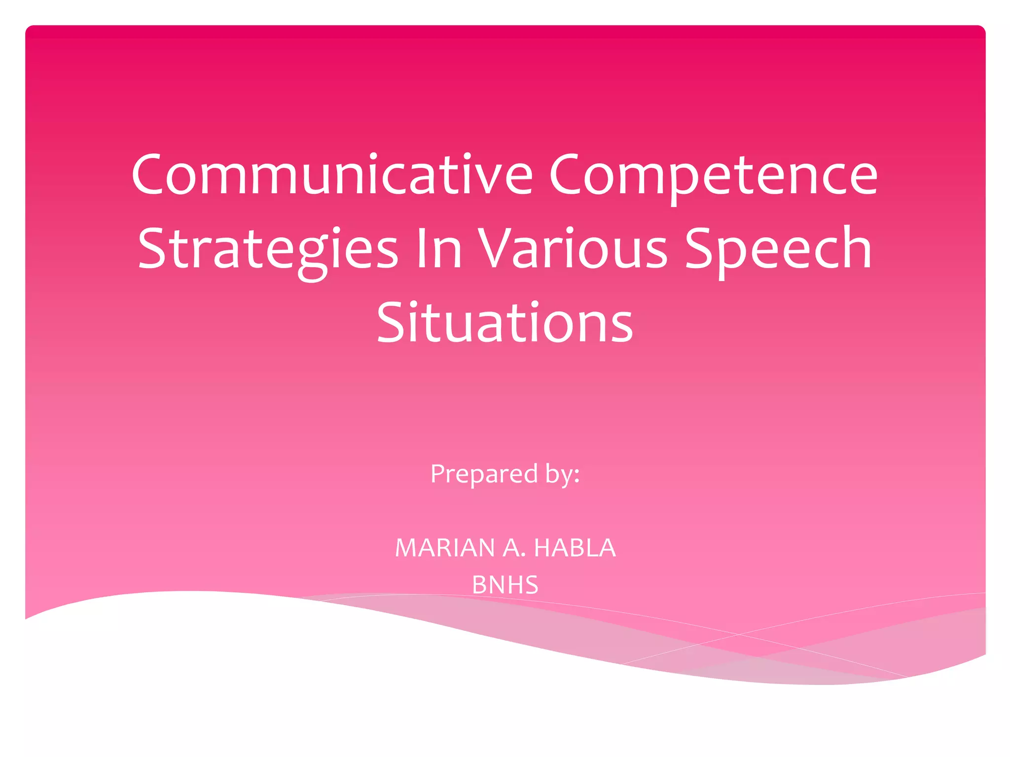 Communicative competence strategies in various speech situations | PPTX