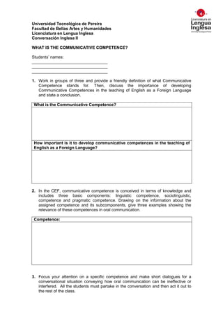 Communicative Competence (workshop) | PDF | Education