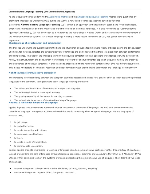 Communicative language teaching | PDF