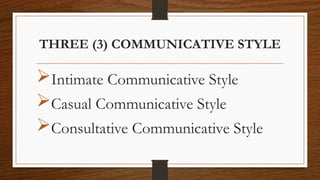 COMMUNICATIVE STYLE with concepts and techniques | PPT