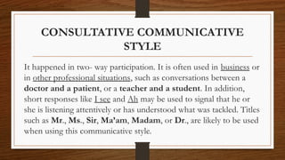COMMUNICATIVE STYLE with concepts and techniques | PPT