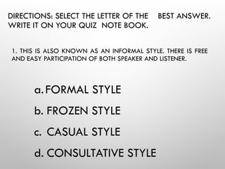 Communicative Styles.pptx english 9 grade 9 | PPTX