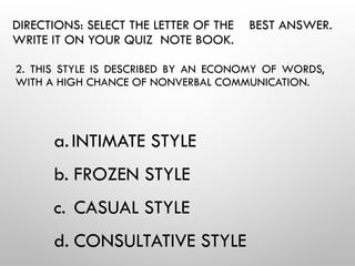 Communicative Styles.pptx english 9 grade 9 | PPTX