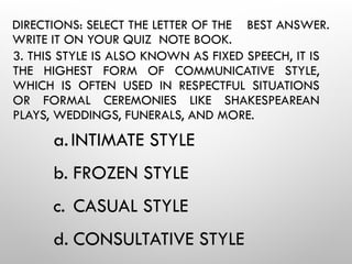 Communicative Styles.pptx english 9 grade 9 | PPTX