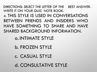 Communicative Styles.pptx english 9 grade 9 | PPTX