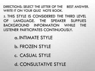 Communicative Styles.pptx english 9 grade 9 | PPTX
